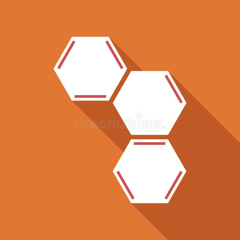 Hexagonal Molecule Flat Icon with Long Shadow. Chemistry Icon Pictogram ...