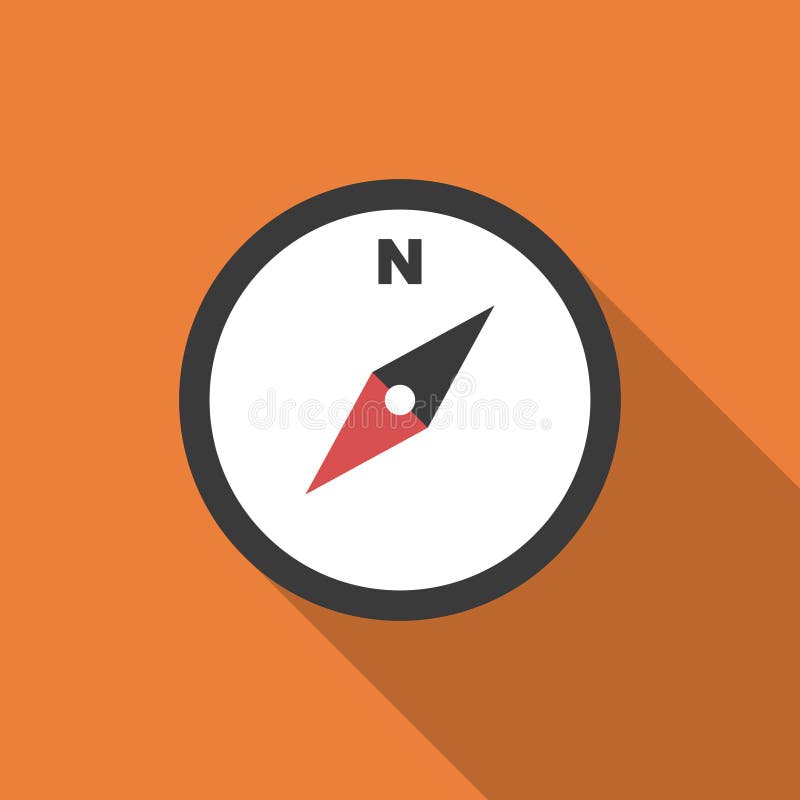 Geography Compass Flat Icon with Long Shadow. Geography Icon Pictogram ...