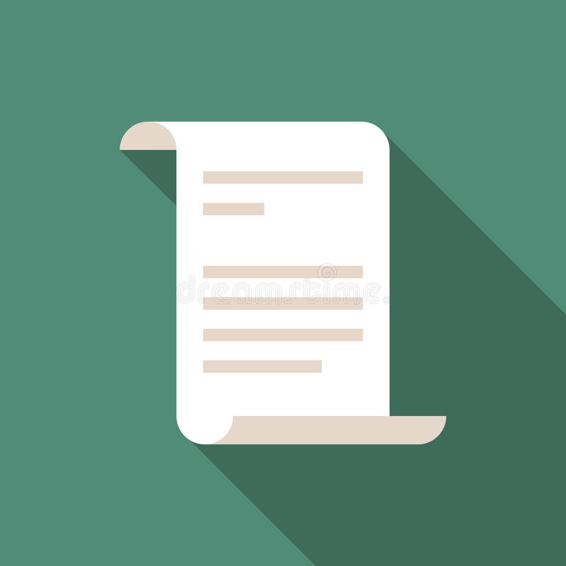 Paper Scroll Flat Icon with Long Shadow. Literature Icon Pictogram ...