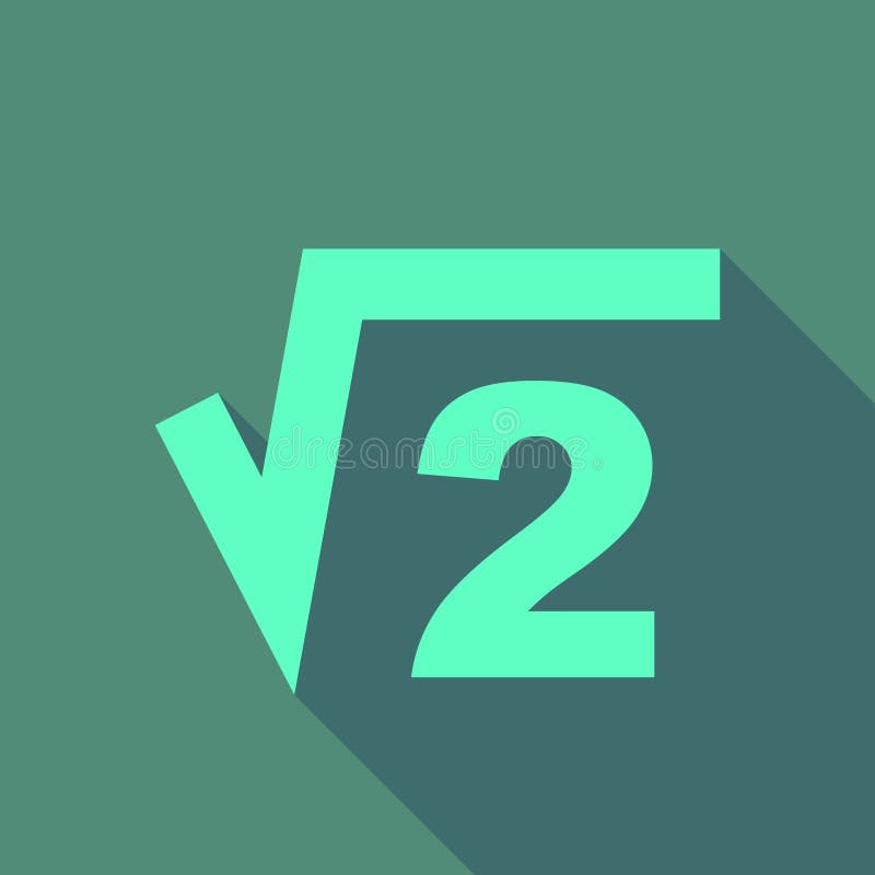 Square Root of 2 Flat Icon with Long Shadow. Simple Math Symbol Icon Pictogram Vector ...