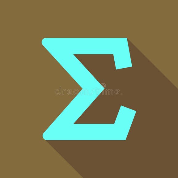 Sum Symbol, Sigma Notation or Summation Glyph Flat Icon with Long ...