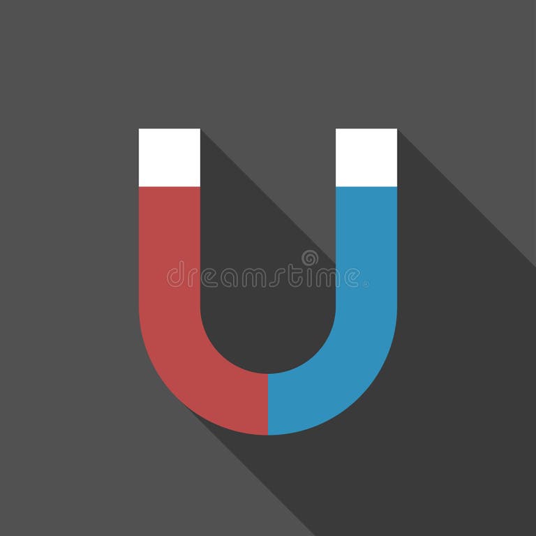 Horseshoe Magnet Flat Icon with Long Shadow. Physics Icon Pictogram ...