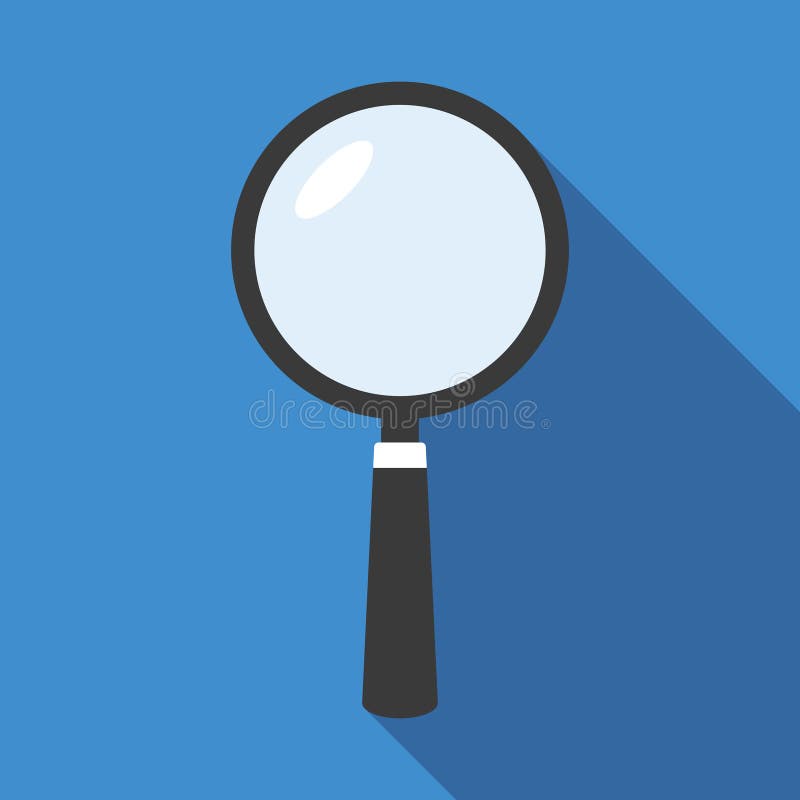 Magnifying Glass Flat Icon with Long Shadow. Simple Physics Icon ...