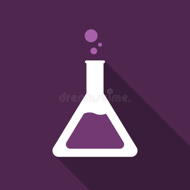 Conical Flask Flat Icon with Long Shadow. Simple Chemistry Icon ...