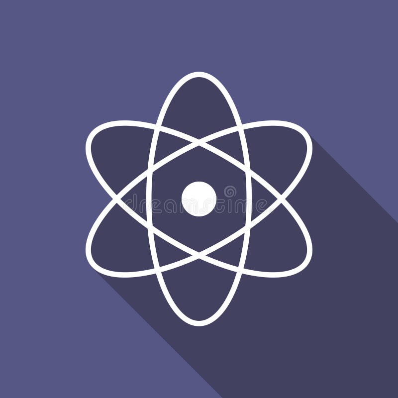 Atom Flat Icon with Long Shadow. Physics Icon Pictogram Vector ...