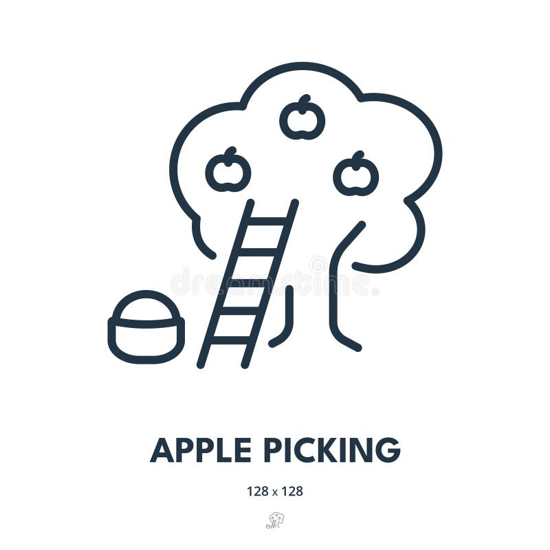 Apple Picking Icon. Fruit, Garden, Tree. Editable Stroke. Vector Icon ...