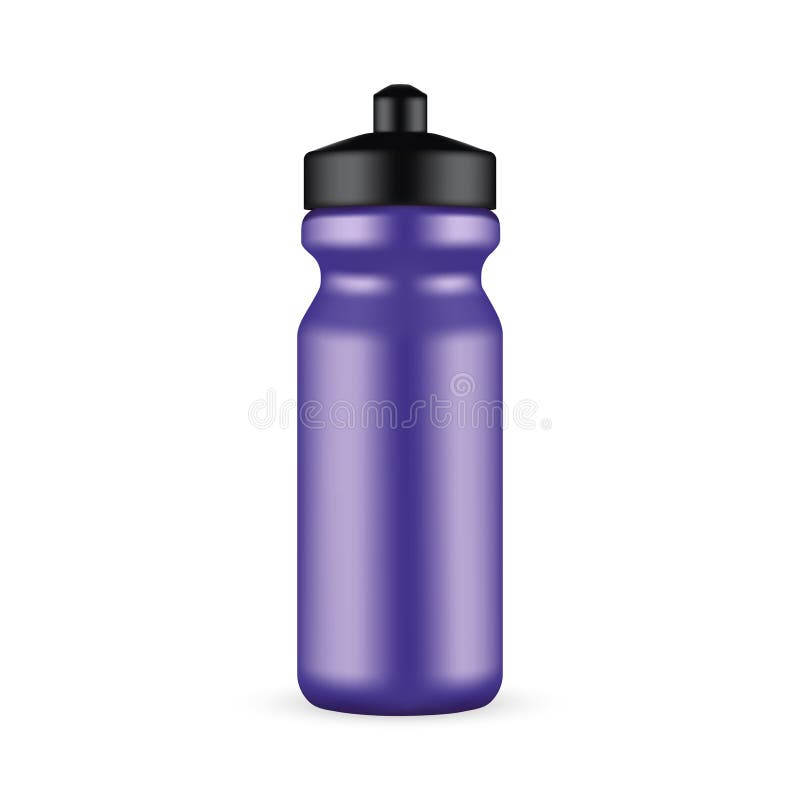 Purple Plastic Sports Bottle Mockup, Isolated on White Background Stock ...