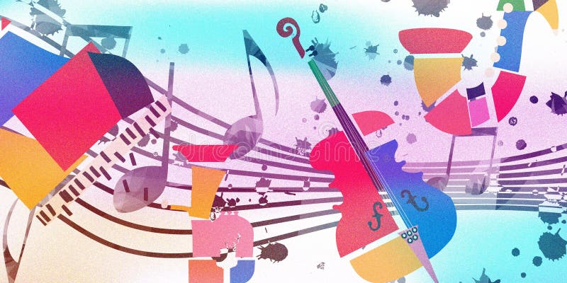 Modern Music Poster with Abstract and Minimalistic Musical Instruments ...