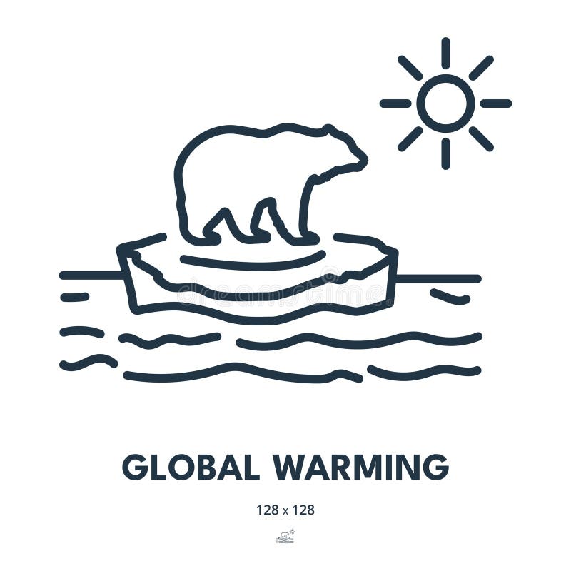 Global Warming Icon. Climate, Temperature, Ecology. Editable Stroke ...