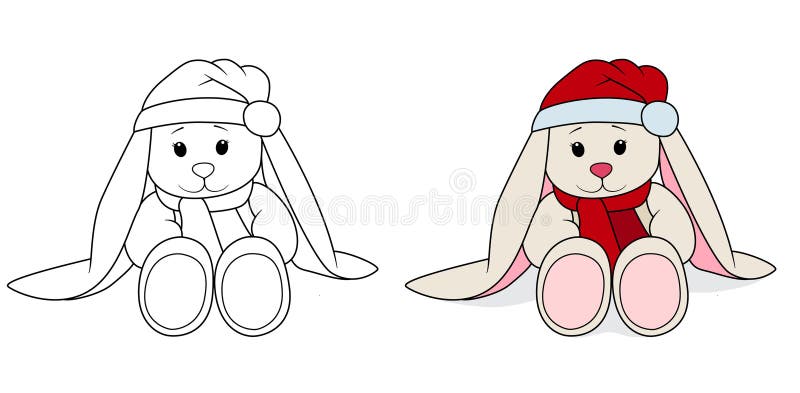 Christmas Rabbit Coloring Book for Kids Stock Vector - Illustration of ...