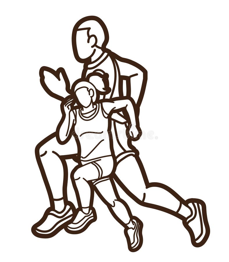 Group of People Running Together Man and Woman Runner Marathon Cartoon ...