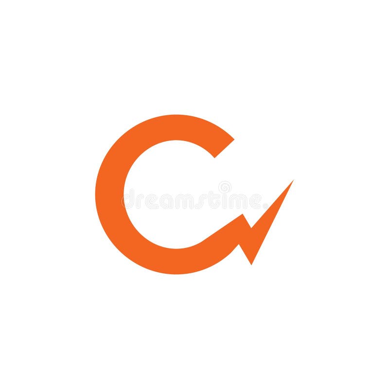 Design Letter C Font Electricity Concept Orange Color Stock Vector ...
