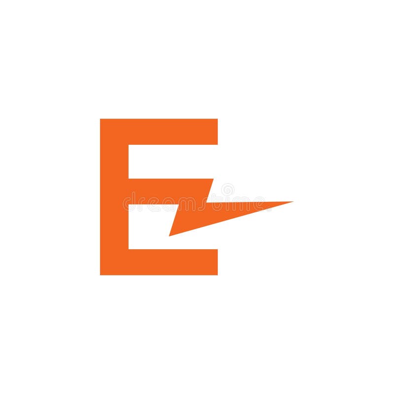Design Letter E Font Electricity Concept Orange Color Stock Vector ...