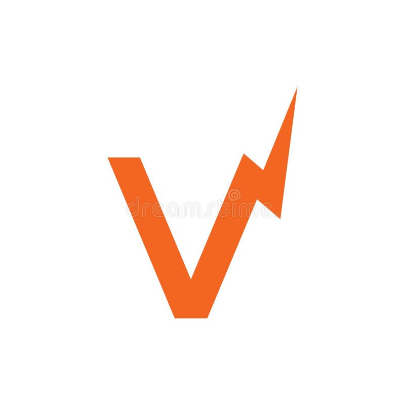Design Letter V Font Electricity Concept Orange Color Stock Vector ...