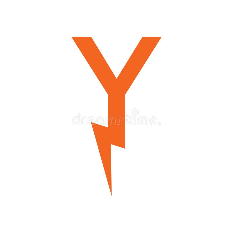 Design Letter Y Font Electricity Concept Orange Color Stock Vector ...