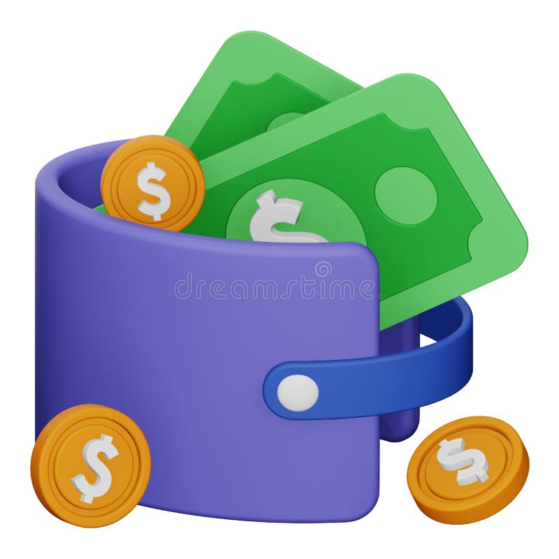 Wallet 3d Rendering Isometric Icon. Stock Vector - Illustration of ...
