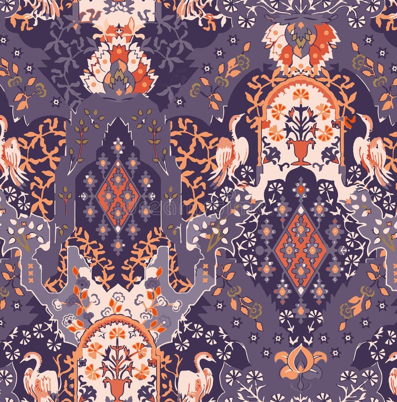 Ethnic Patchwork Geometric Summer Floral Pattern. Stock Vector - Illustration of spring, carpet ...