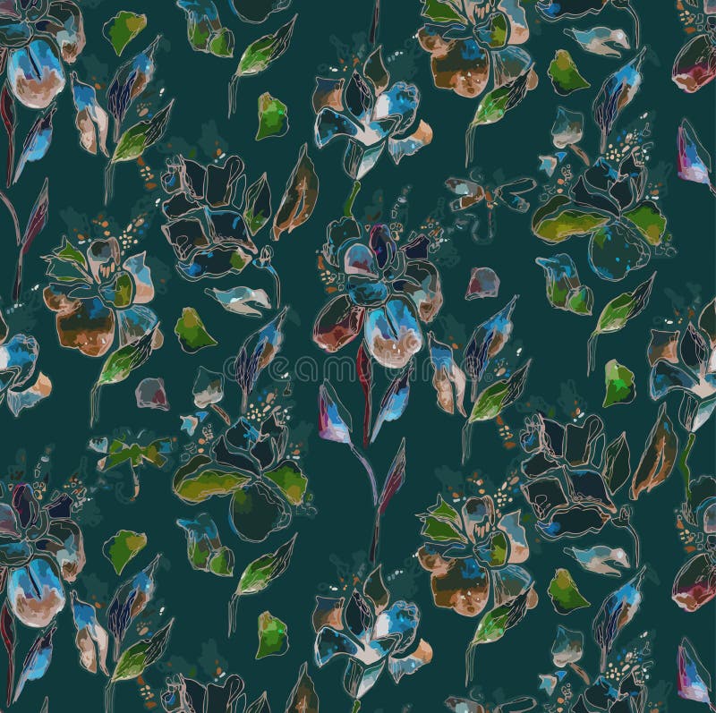 Abstract Colorful Swirl and Stains Flower Pattern Background Stock ...