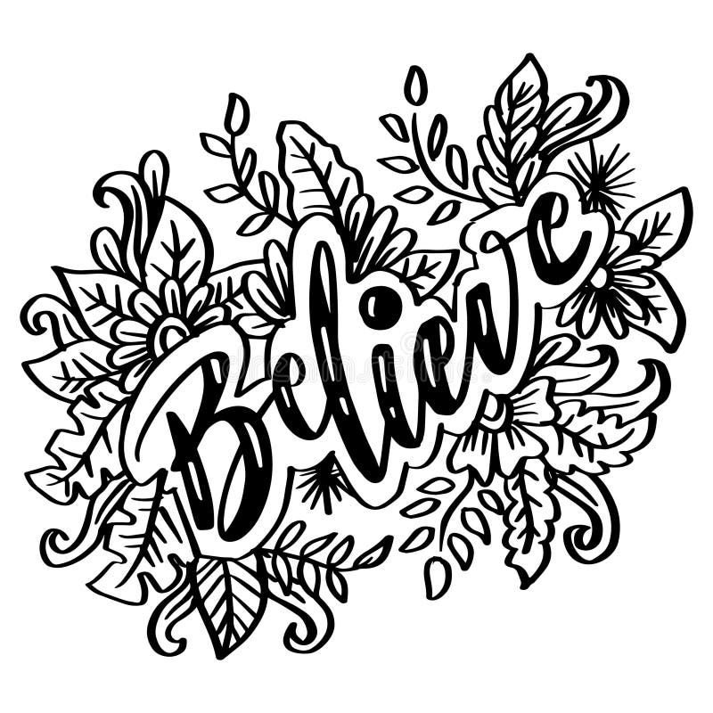 Believe, Hand Drawn Lettering Element Stock Vector - Illustration of ...