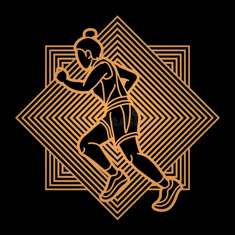 A Woman Start Running Action Marathon Runner Cartoon Female Run Stock ...