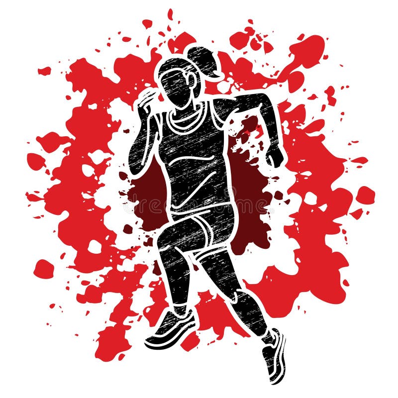 A Woman Start Running Action Marathon Runner Cartoon Sport Graphic ...