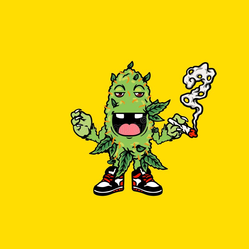 Monster Nug Bud Character Cannabis Holding Blunt and Weed Flower Stock ...