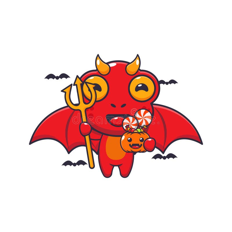 Cute Devil Buffalo in Halloween Day. Stock Vector - Illustration of ...