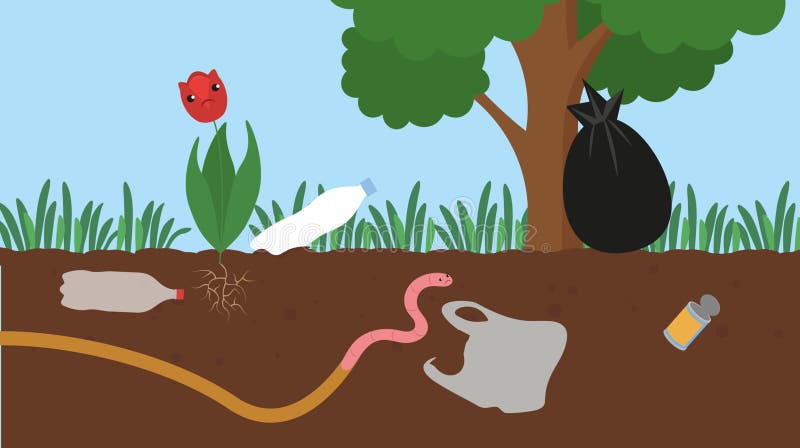 Garbage in the Garden. Vector Illustration. Stock Vector - Illustration ...