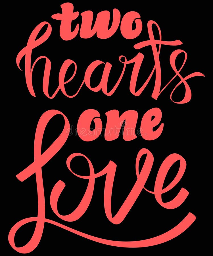 Two Hearts One Love a Cute Love Design Stock Vector - Illustration of ...