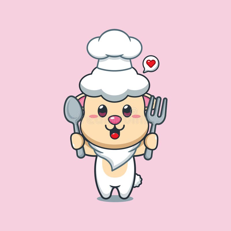 Chef Sheep Cartoon Vector Holding Spoon and Fork. Stock Vector ...