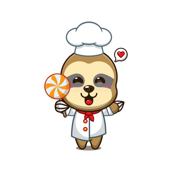 Chef Sloth Cartoon Vector Holding Candy. Stock Vector - Illustration of ...