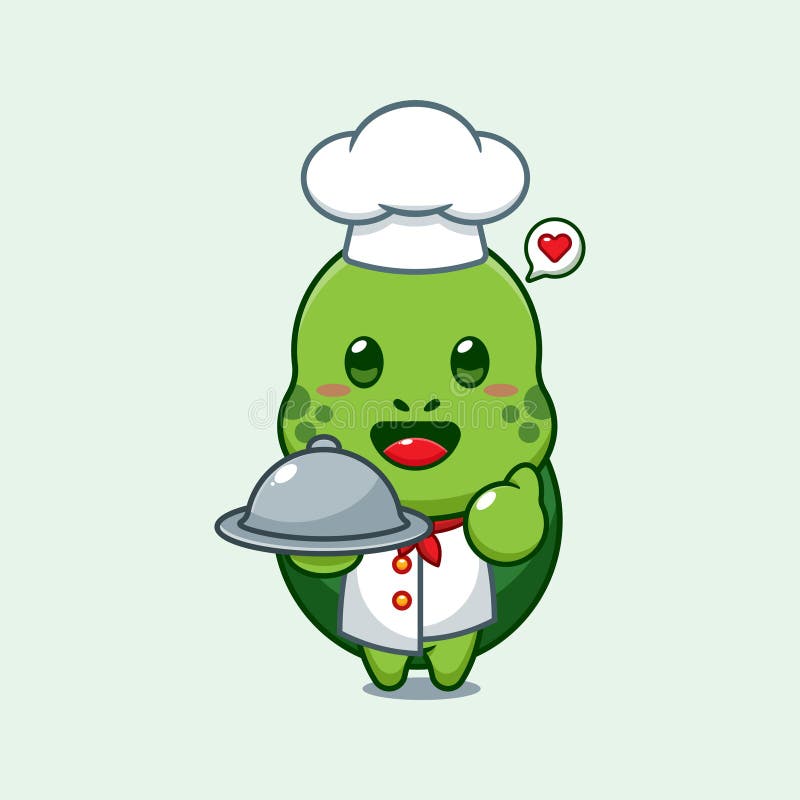 Chef Turtle Cartoon Vector with Dish. Stock Vector - Illustration of ...
