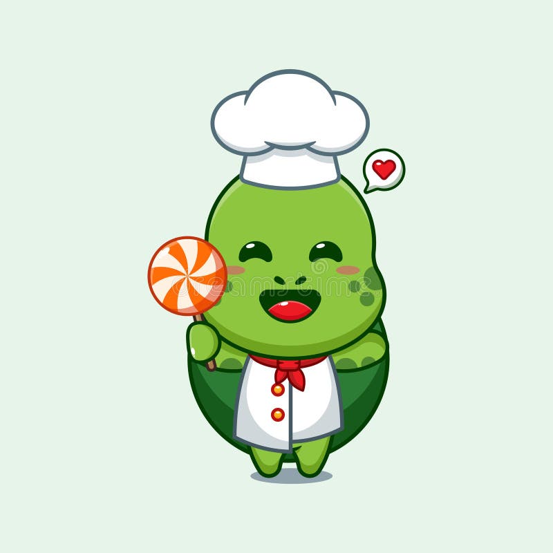 Chef Turtle Cartoon Vector Holding Candy. Stock Vector - Illustration ...