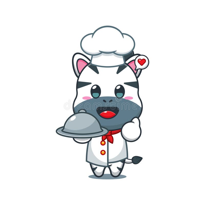 Chef Zebra Cartoon Vector with Dish. Stock Vector - Illustration of ...
