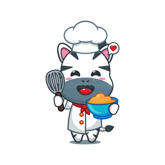 Chef Zebra Cartoon Vector with Cake Dough. Stock Vector - Illustration ...