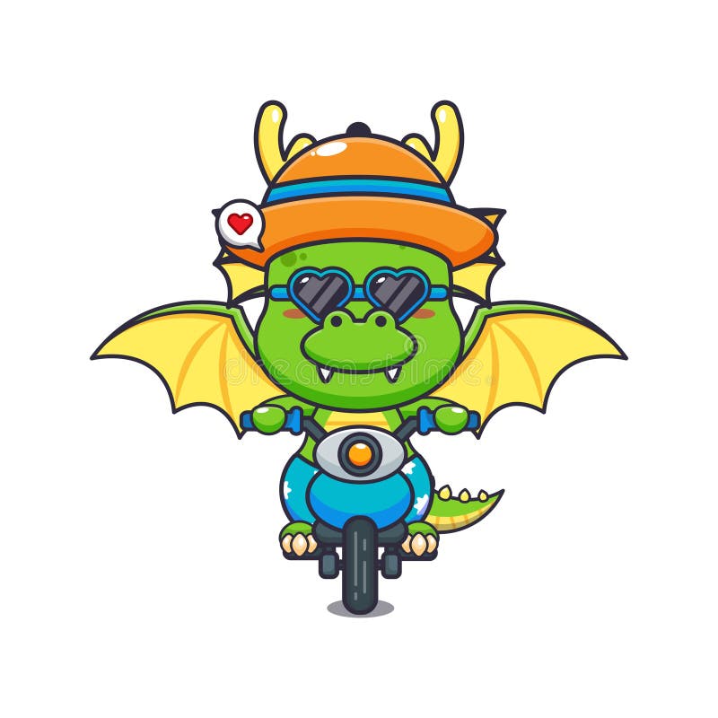 Cool Dragon with Sunglasses Riding a Motorcycle in Summer Day. Stock ...
