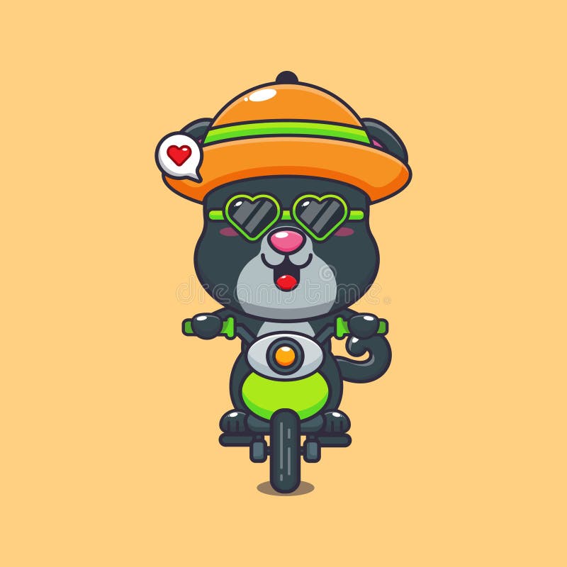 Cool Panther with Sunglasses Riding a Motorcycle in Summer Day. Stock ...