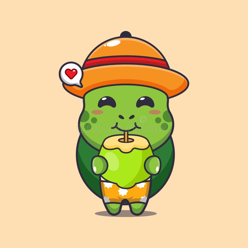 Cute Turtle Doing Meditation Yoga Cartoon Vector Illustration. Stock ...