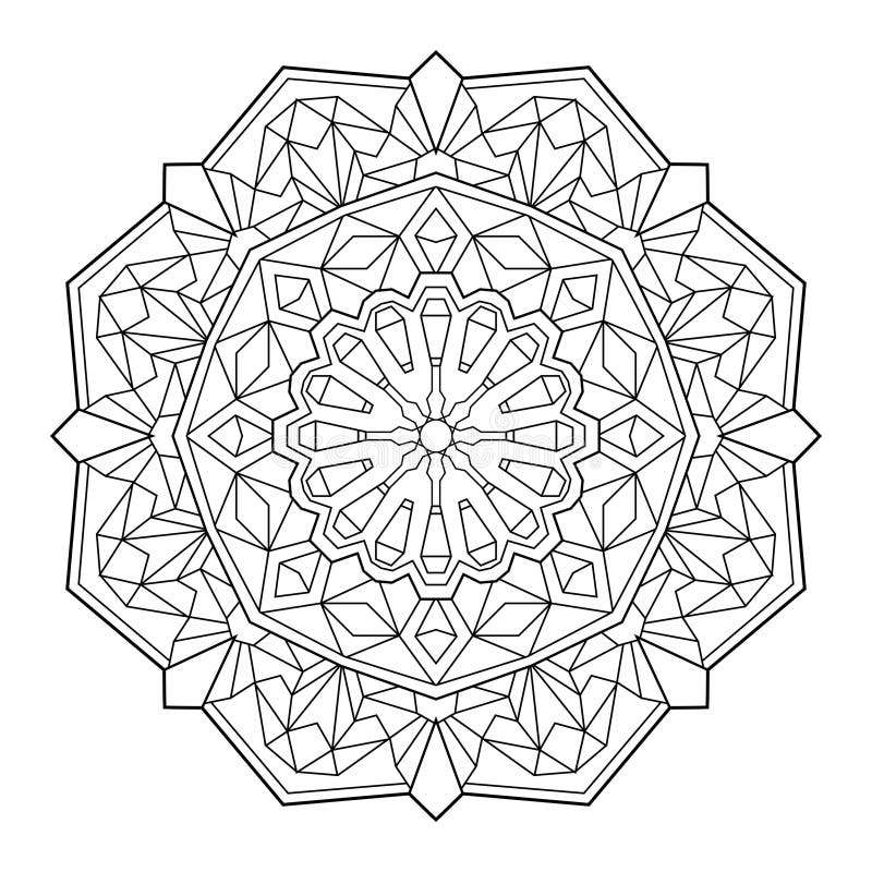 Outlined Mandala with Many Linear Geometric Patterns Stock Vector ...