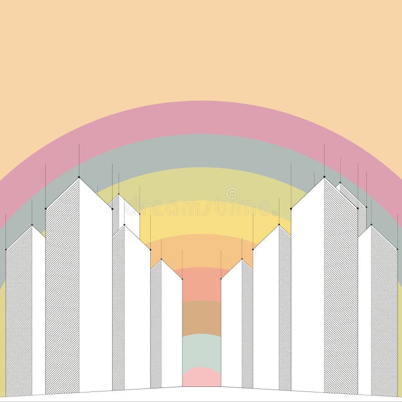 City Buildings Landscape Rainbow Stock Vector - Illustration of ...