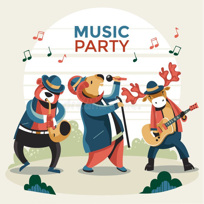 Cute Whimsical Music Forest Animal Birthday Party Stock Vector ...