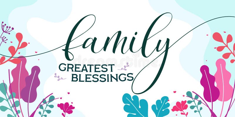 Faith Family Home Quote Blessed Vector in Flower Background Stock ...