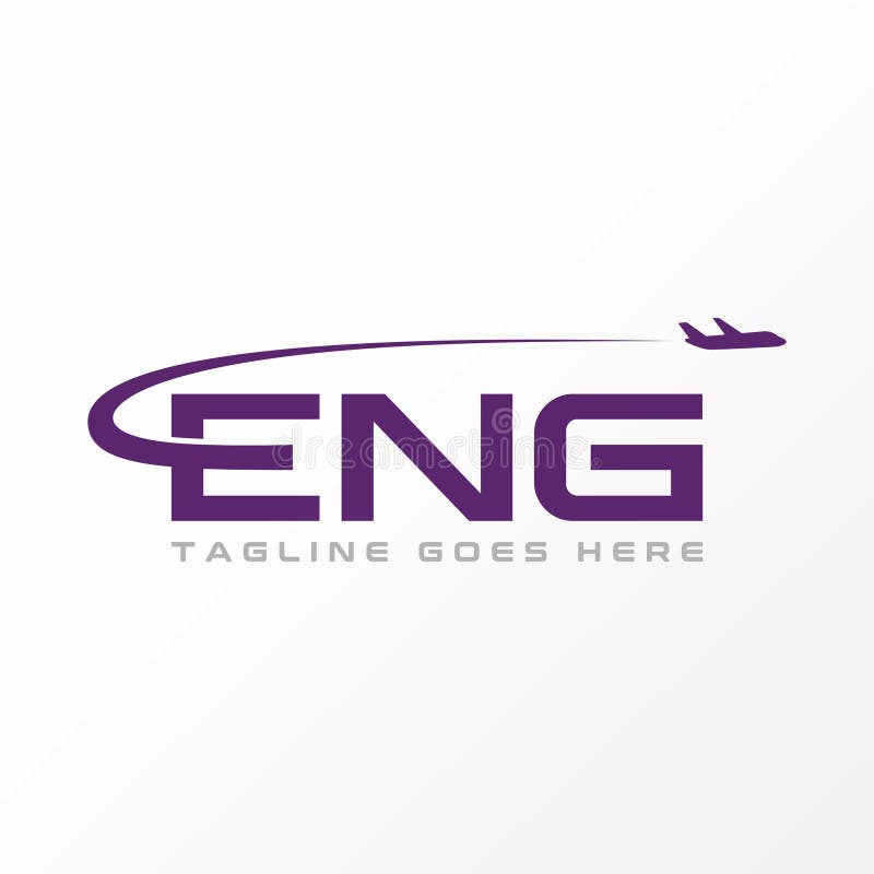 Initial Letter ENG Font with Plane Flying Related Monogram Typography ...