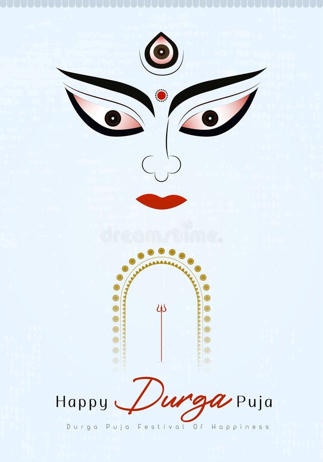 Goddess Maa Durga Face in Happy Durga Puja, Dussehra, and Navratri ...