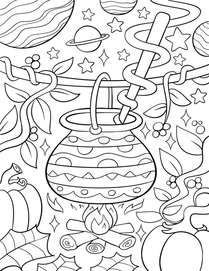 Halloween Coloring Page, Adult Coloring Page, Halloween Activity Stock ...