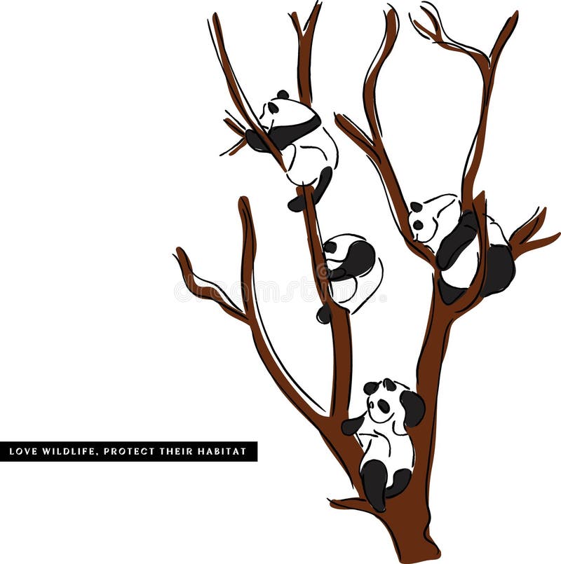 CONSERVE and PROTECT WILD LIFE Stock Vector - Illustration of panda ...