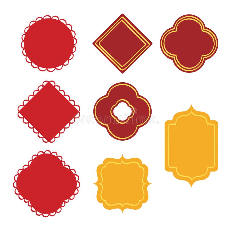 Chinese Style Labels with Gold Trim Stock Vector - Illustration of ...