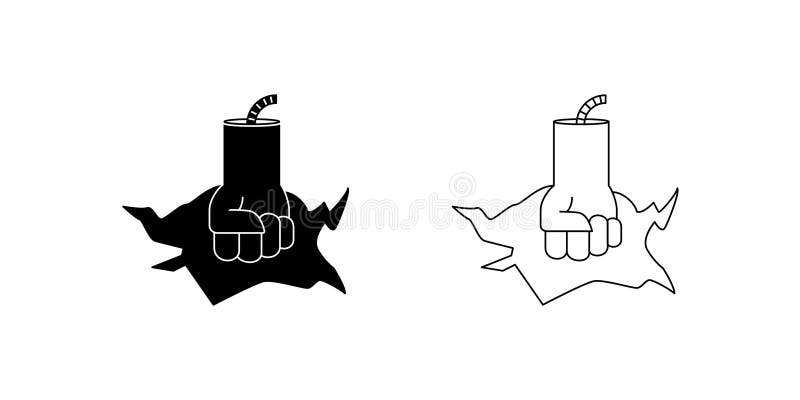 Strong Dynamite Punch Illustration. Line, Silhouette, Simple and ...