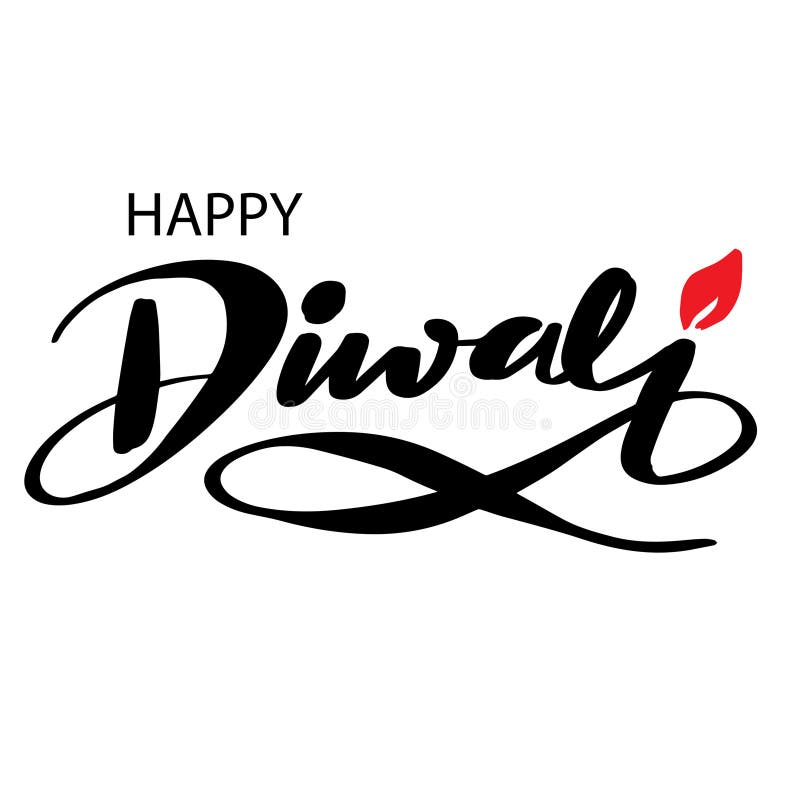 Happy Diwali Hand Lettering Stock Illustration - Illustration of ...