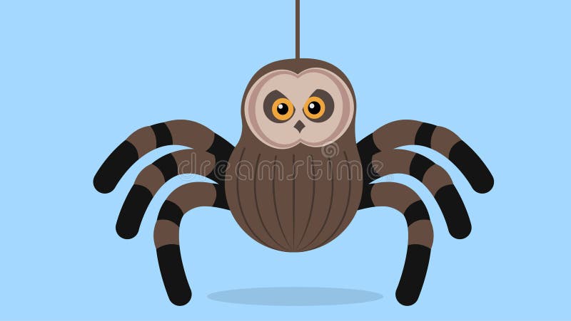 Spider with an Owl S Head on a String. Vector Illustration Stock Vector ...